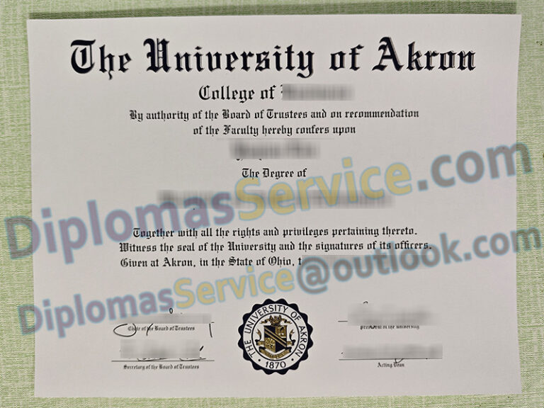 Creative techniques for duplicating a University of Akron diploma